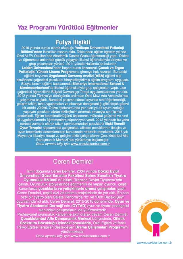 Yoğun Yaz Programı – ÇOCUK İSTANBUL